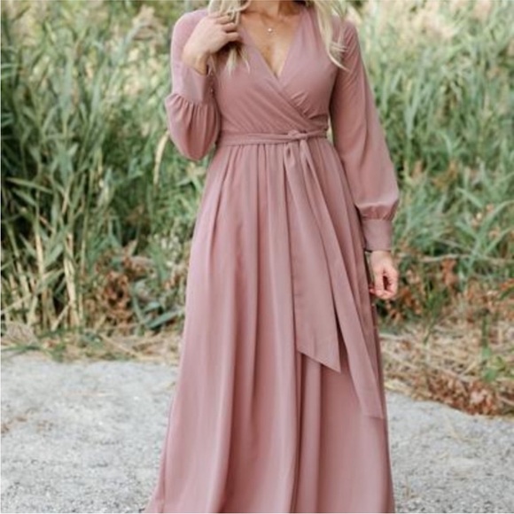 Baltic Born | Dresses | Baltic Born Lydia Mauve Pleated Wrap Gown ...